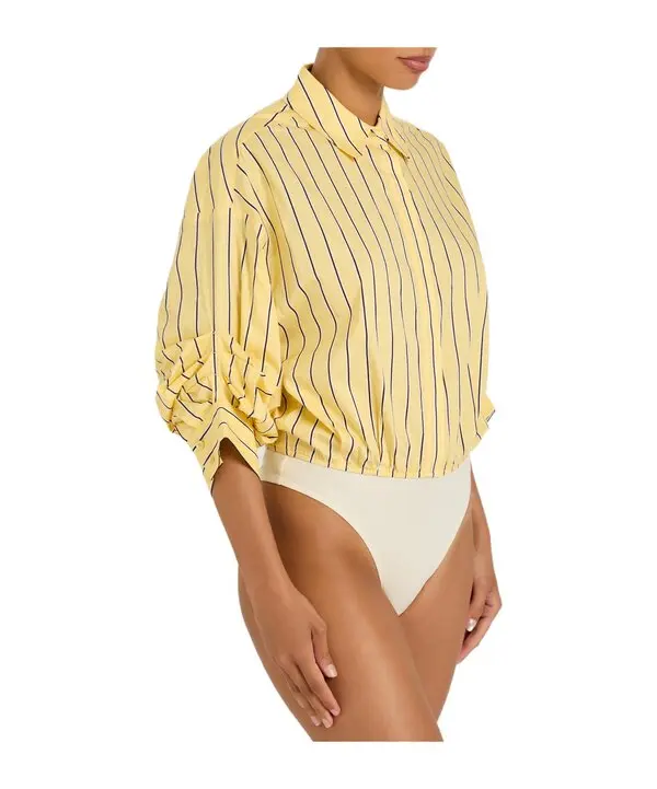 Staud Stripe Spliced Shirt Jumpsuit