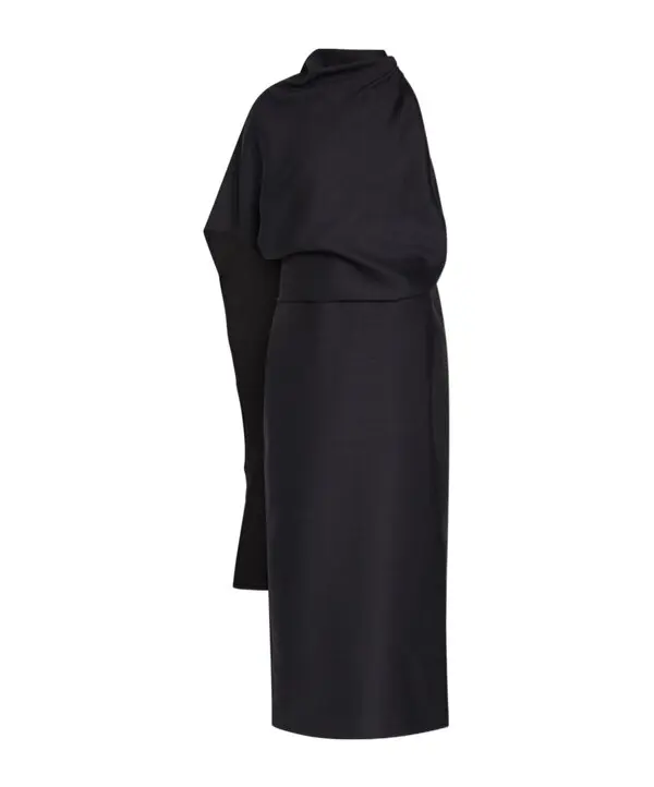 RÓHE Draped Woven Midi Dress - Black