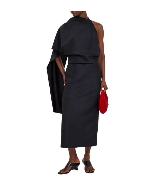 RÓHE Draped Woven Midi Dress