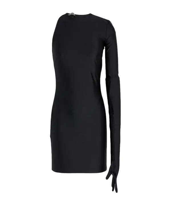Balenciaga One-shoulder Mini Dress With Detachable Application - Black