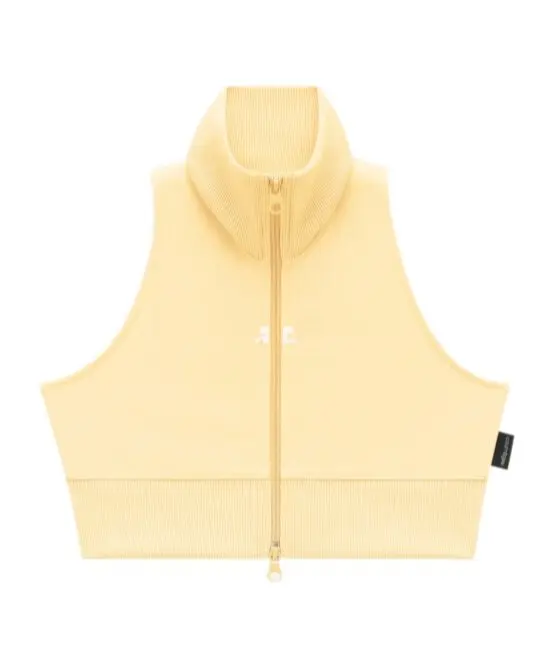 COURREGES Interlock Tracksuit Cropped Vest - Nude