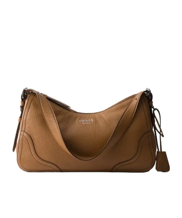 Prada Aimée Leather Shoulder Bag - Caramel