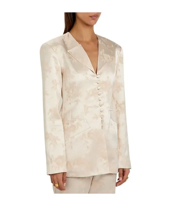 GANNI Floral Jacquard Satin Blazer