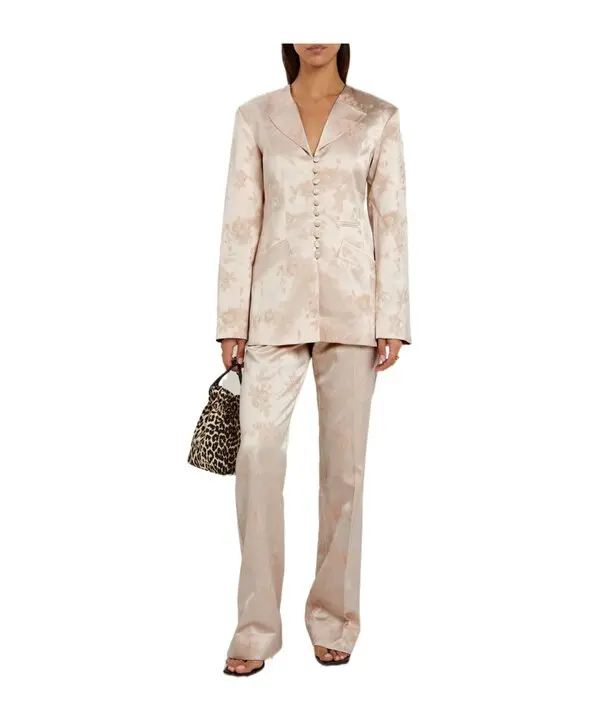 GANNI Floral Jacquard Satin Blazer