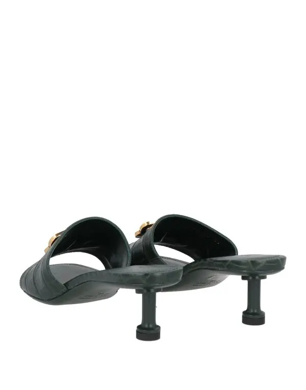 Balenciaga Embossed Leather Slides With Geometric Heel