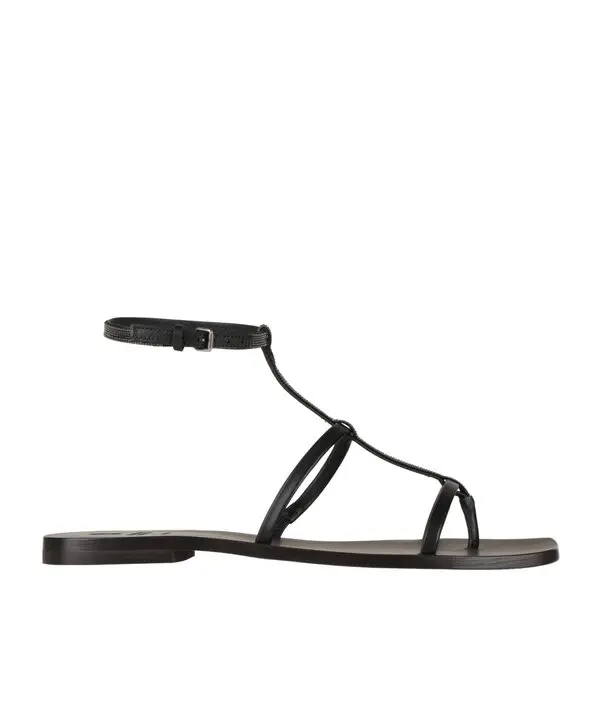Brunello Cucinelli Embellished Leather Sandals