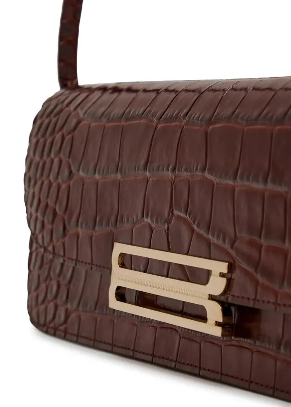 Victoria Beckham Genuine Leather Crocodile Print Clutch