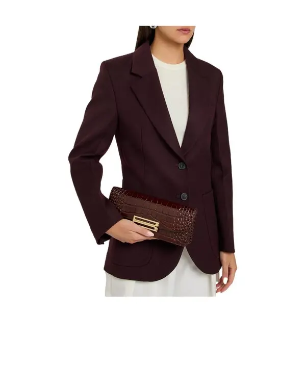 Victoria Beckham Genuine Leather Crocodile Print Clutch