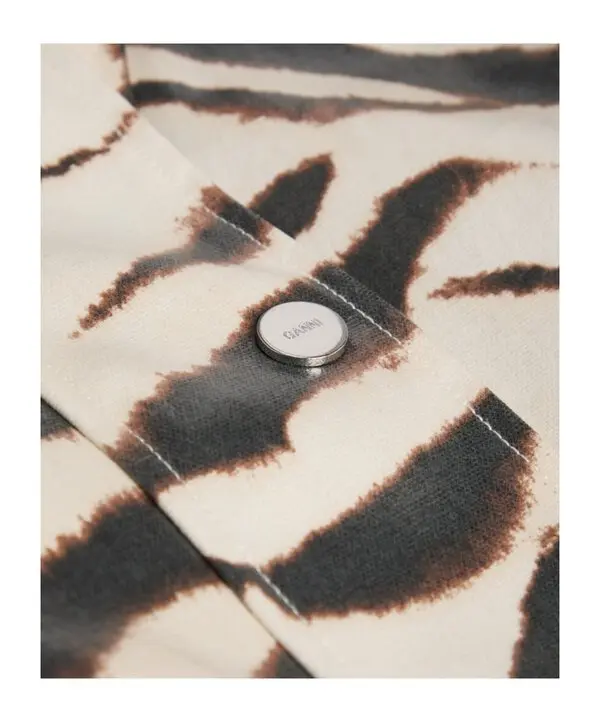 GANNI Zebra Print Laminated Jacket - Nude