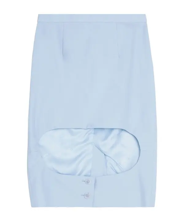 Burberry Solid Color Wool Midi Skirt