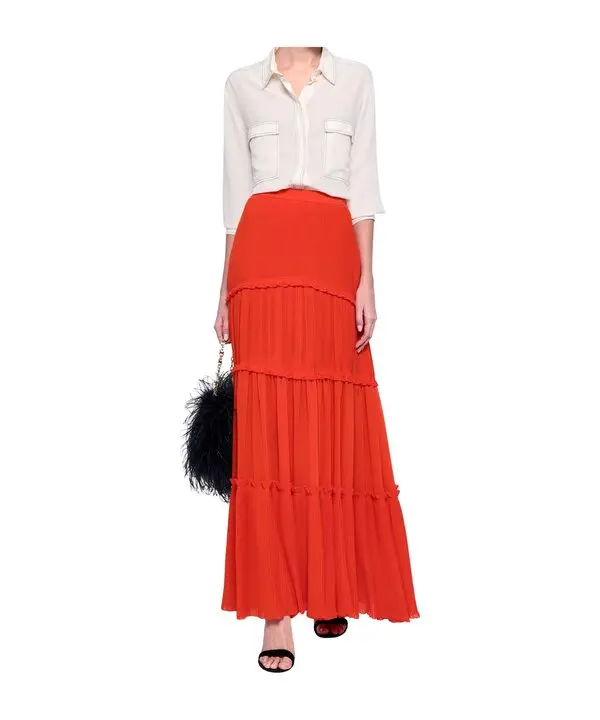 Tory Burch Tiered Maxi Skirt With Ruffle Detail