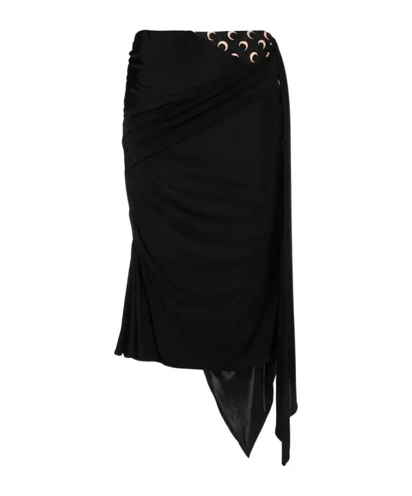 MARINE SERRE Wrap Asymmetric Midi Skirt - Black