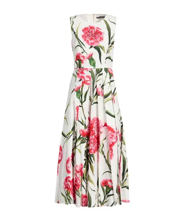 Dolce & Gabbana Floral Print Pleated Midi Dress