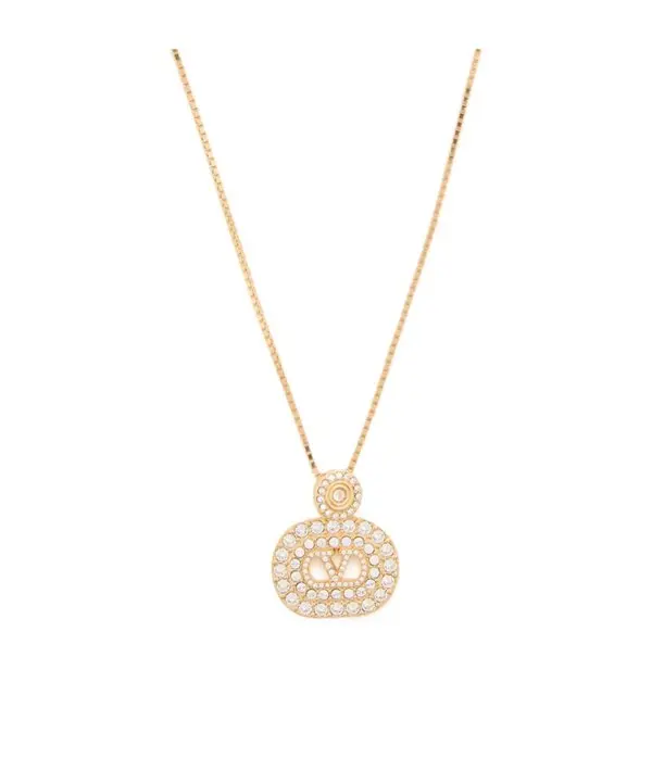 Valentino Garavani Vlogo Crystal-embellished Two-toned Necklace