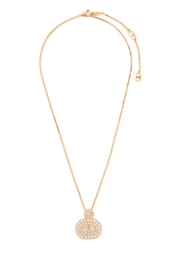 Valentino Garavani Vlogo Crystal-embellished Two-toned Necklace