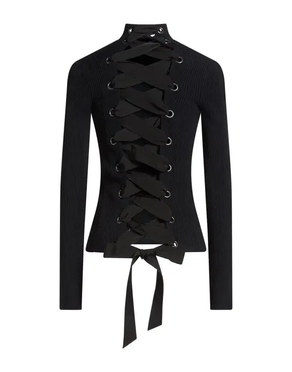 Balenciaga Turtleneck Ribbed Knit Sweater With Back Tie Detail
