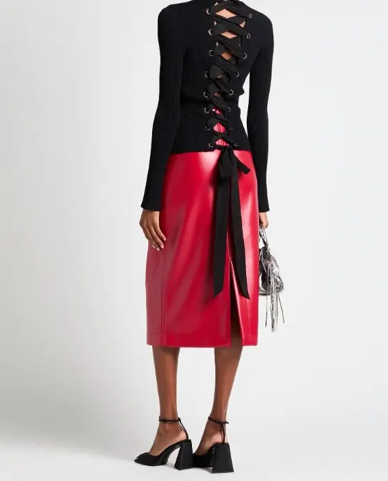 Balenciaga Turtleneck Ribbed Knit Sweater With Back Tie Detail