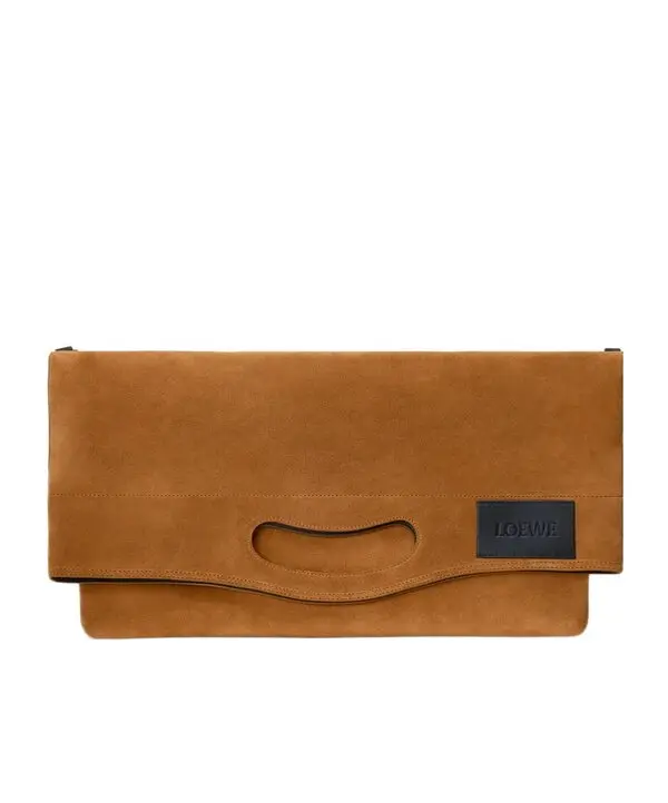Loewe Bob Folded Tote In Suede - Brown