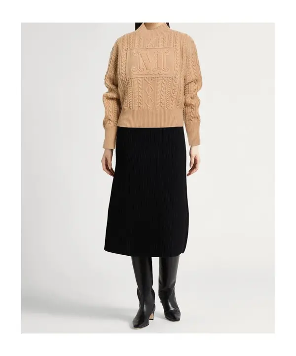Max Mara Cable-knit Mock Neck Sweater