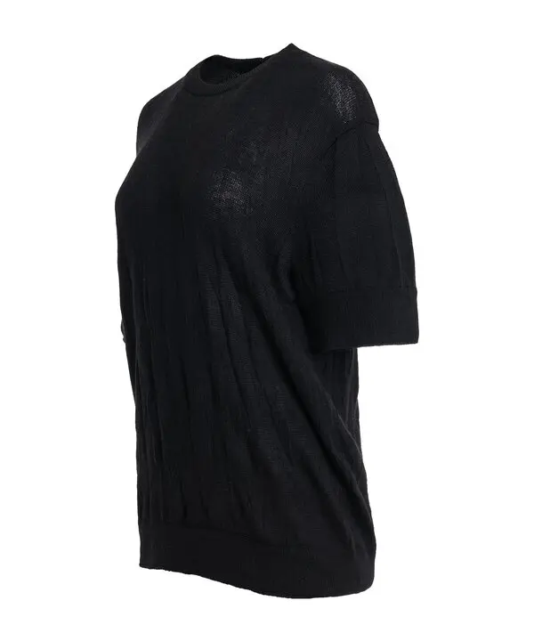 Helmut Lang Ribbed T-shirt With Back Logo Detail