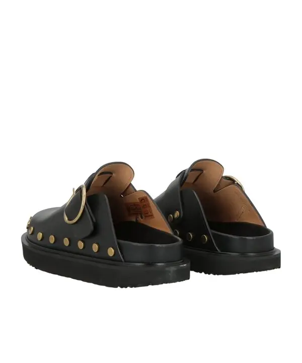 Isabel Marant Étoile Studded Leather Clogs With Buckle Detail - Black