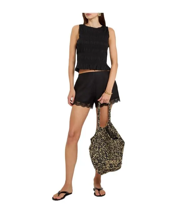 Staud Lace-trim Linen Shorts