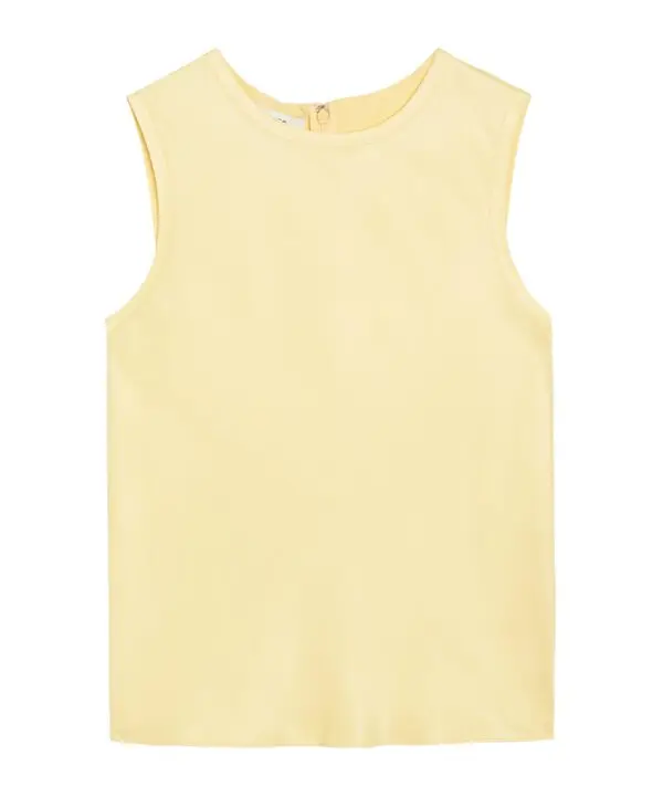 Vince Satin Crewneck Top With Raw-edged Trims - Nude