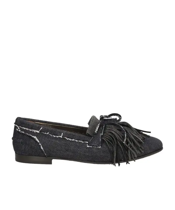 Brunello Cucinelli Denim Loafers With Fringes