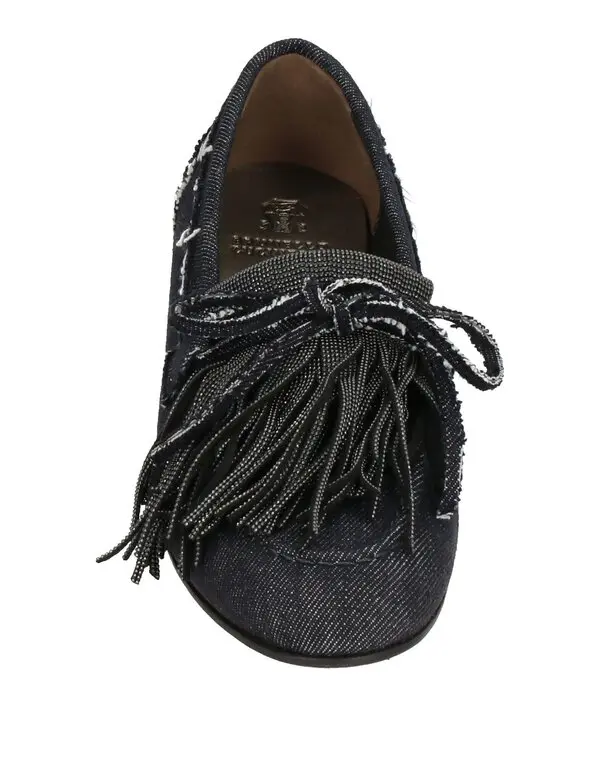Brunello Cucinelli Denim Loafers With Fringes
