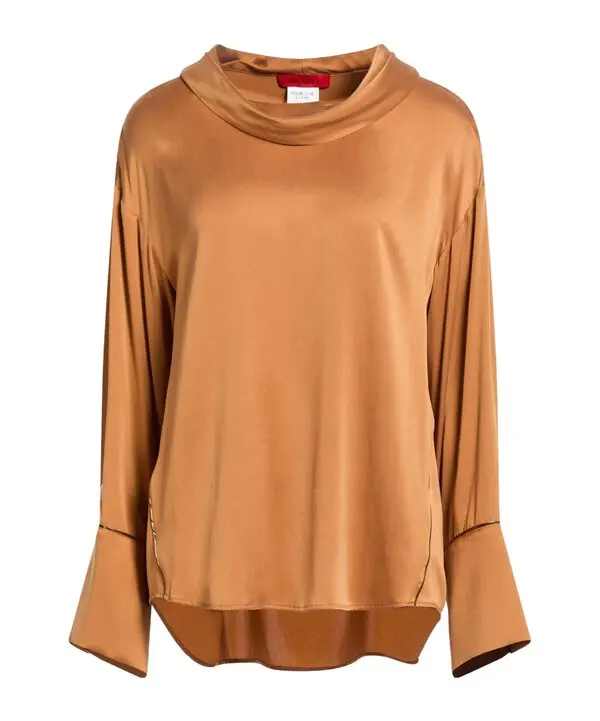 MAXCO. Max&co. Satin Turtleneck Top With Metallic Trim