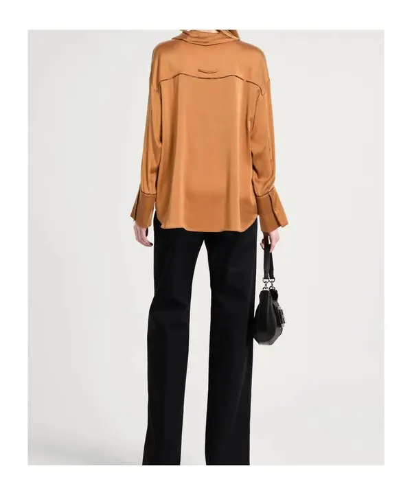 MAXCO. Max&co. Satin Turtleneck Top With Metallic Trim