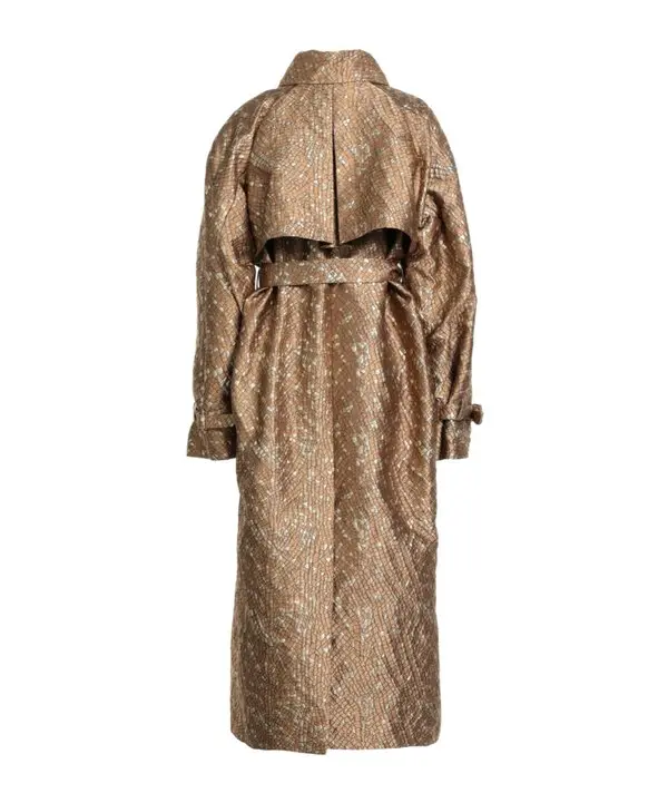 Max Mara Two-tone Metallic Jacquard Long Trench Coat