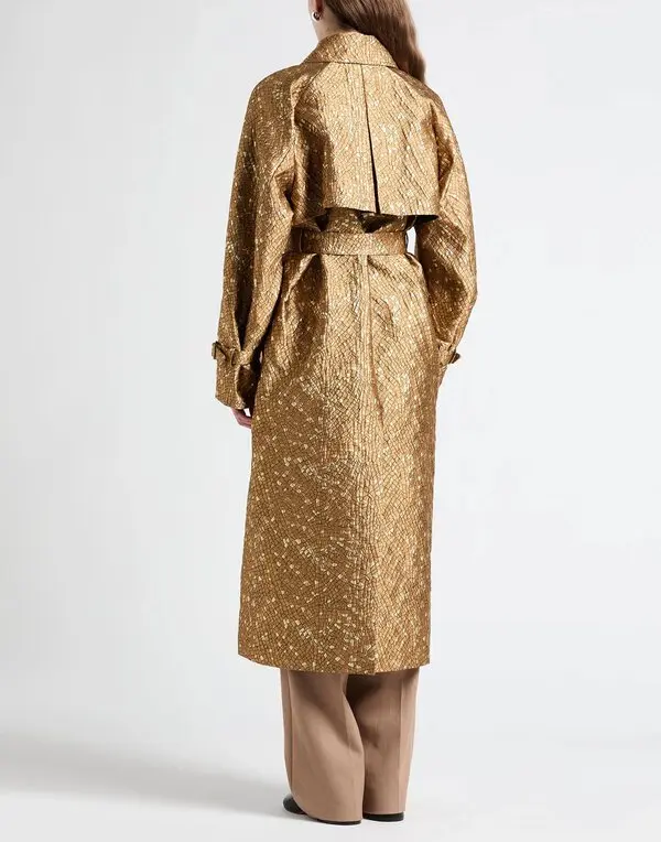 Max Mara Two-tone Metallic Jacquard Long Trench Coat