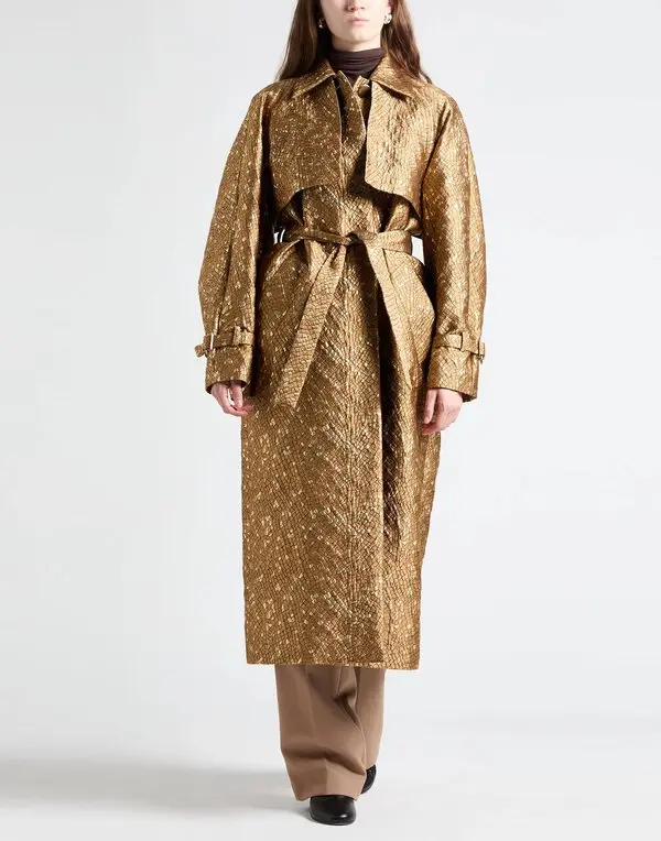 Max Mara Two-tone Metallic Jacquard Long Trench Coat