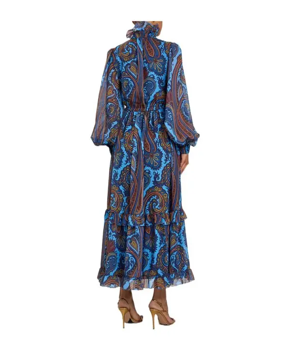 Etro Print Ruffled Chiffon Maxi Dress