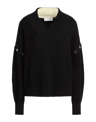 Sportmax Wool Knit V-neck Sweater With Detachable Sleeves