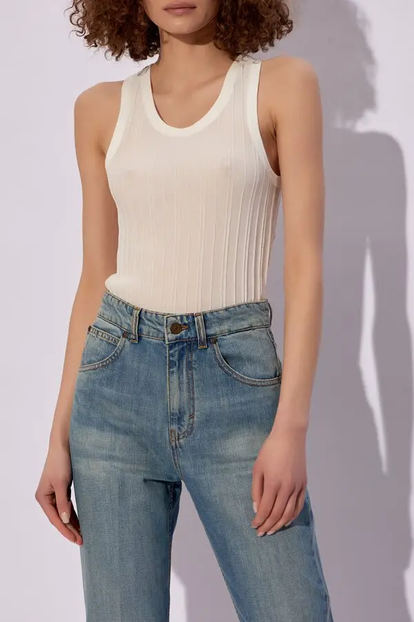 Victoria Beckham Striped Fine-knit Tank Top