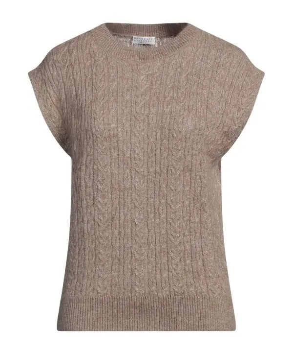 Brunello Cucinelli Solid Color Metallic Knit Short-sleeve T-shirt