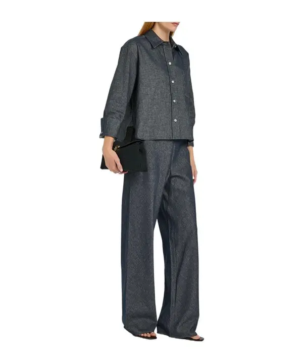 Vince Colette Wide-leg Chambray Trousers