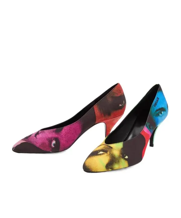 Versace Printed Low-cut High Heels - Black