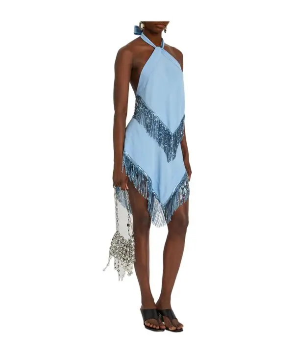 Rabanne Halter Neck Sleeveless Top With Tassel Chain Detail
