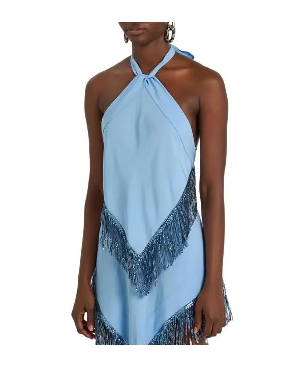 Rabanne Halter Neck Sleeveless Top With Tassel Chain Detail