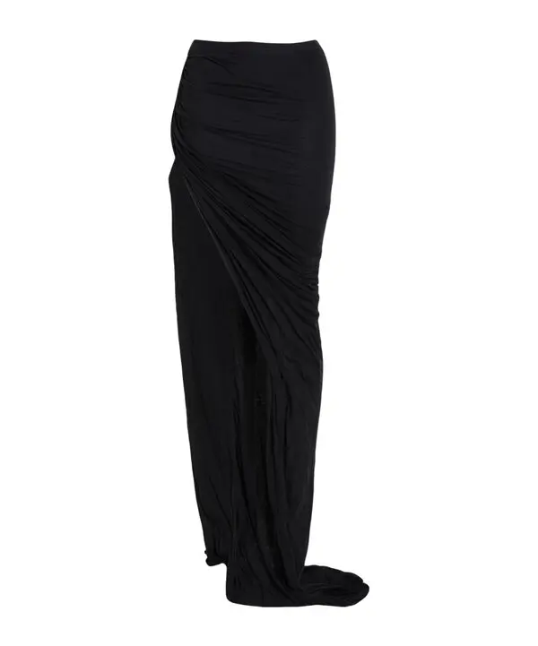 Rick Owens Asymmetrical Draped Jersey Skirt