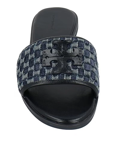 Tory Burch Checkered Denim Slippers