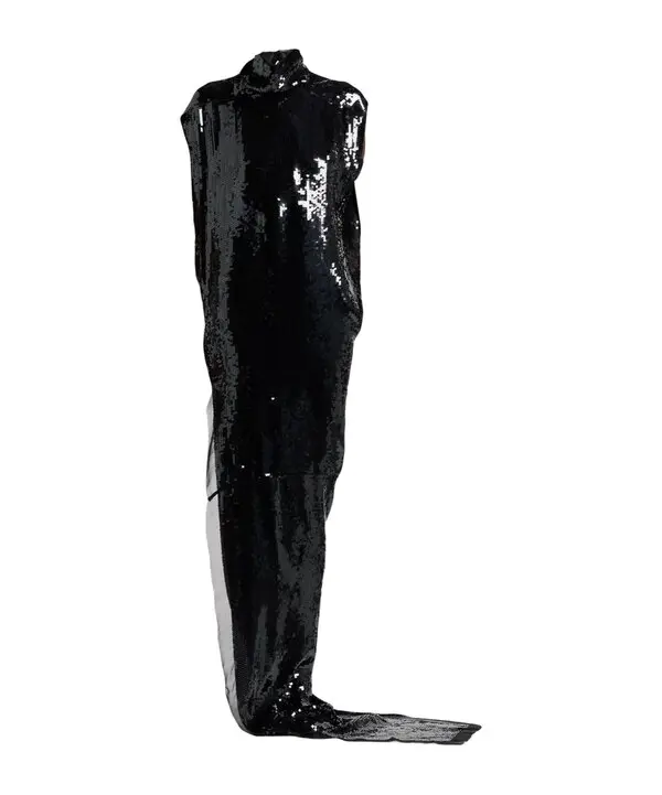 Rick Owens Sequined Turtleneck Dress With Side Slit