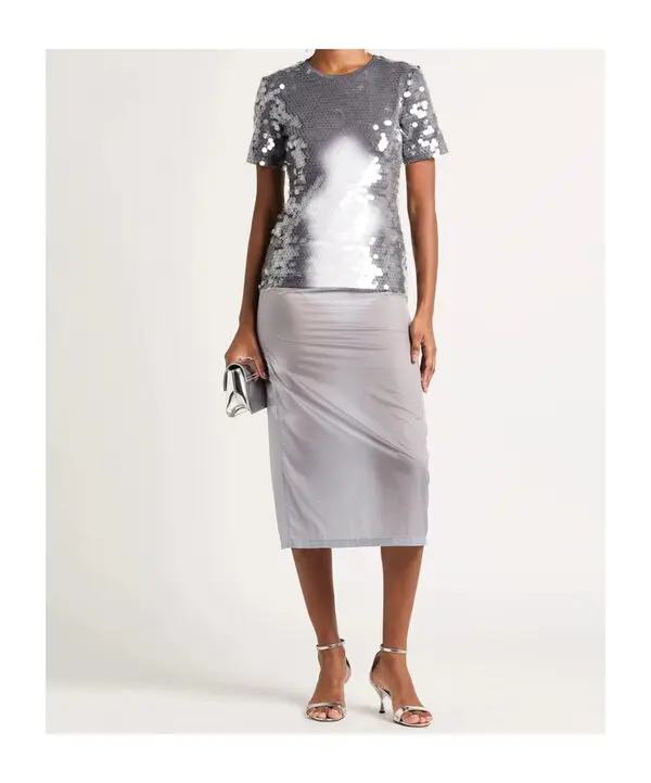 Sportmax Sequined Short Sleeve T-shirt - Gray