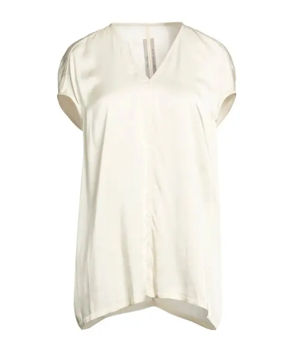 Rick Owens Plain Colour Satin Short Sleeve V-neck Top