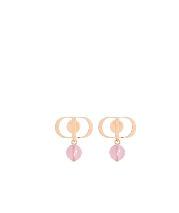 Dior Petit Cd Drop Earrings With Pink Stone - Yellow