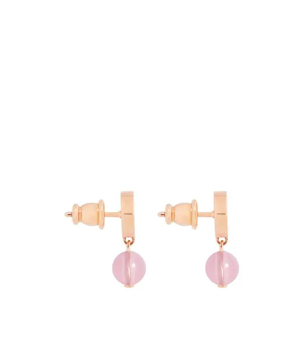 Dior Petit Cd Drop Earrings With Pink Stone