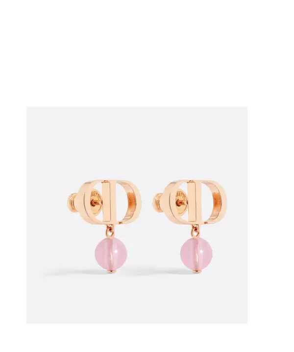 Dior Petit Cd Drop Earrings With Pink Stone